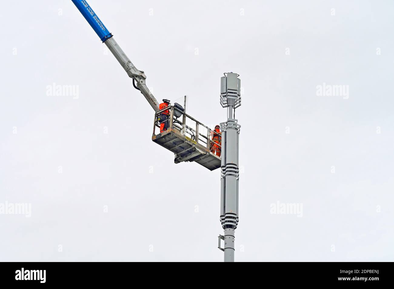 Installing a new mobile phone mast in Fleetwood Stock Photo - Alamy