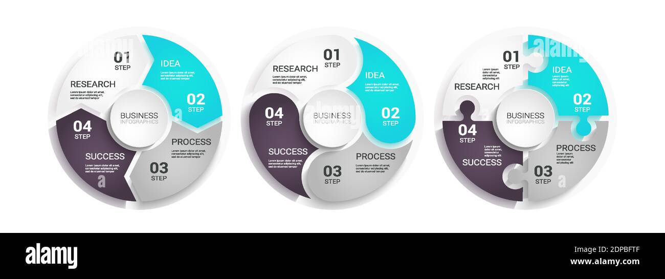 Modern Round Chart 3D Infographic Template with a Four Steps for Success. Business Circle ...