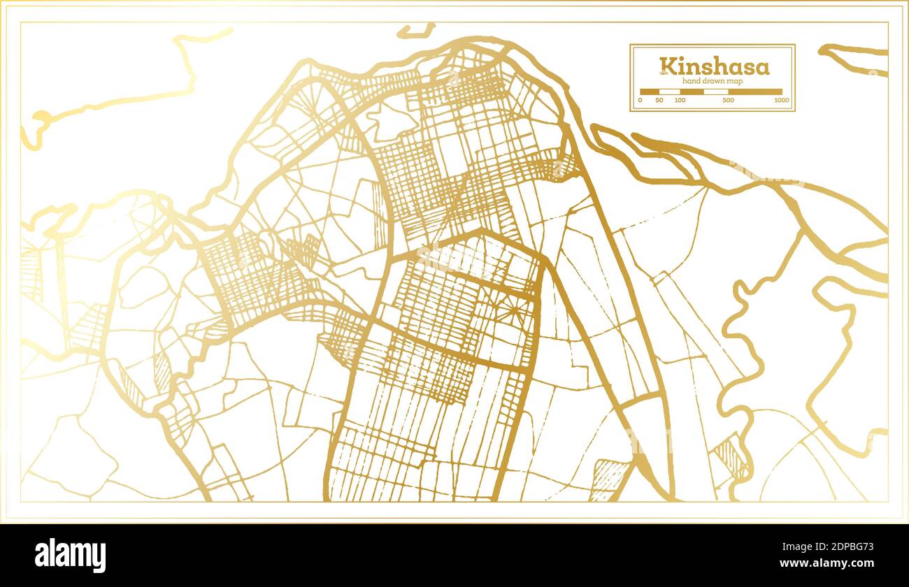Kinshasa Democratic Republic Of The Congo City Map In Retro Style In
