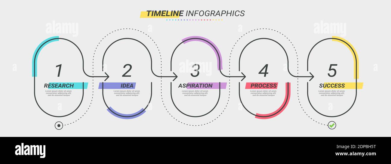 Thin line infographic template with 5 steps. Modern business concept infographics with options ...