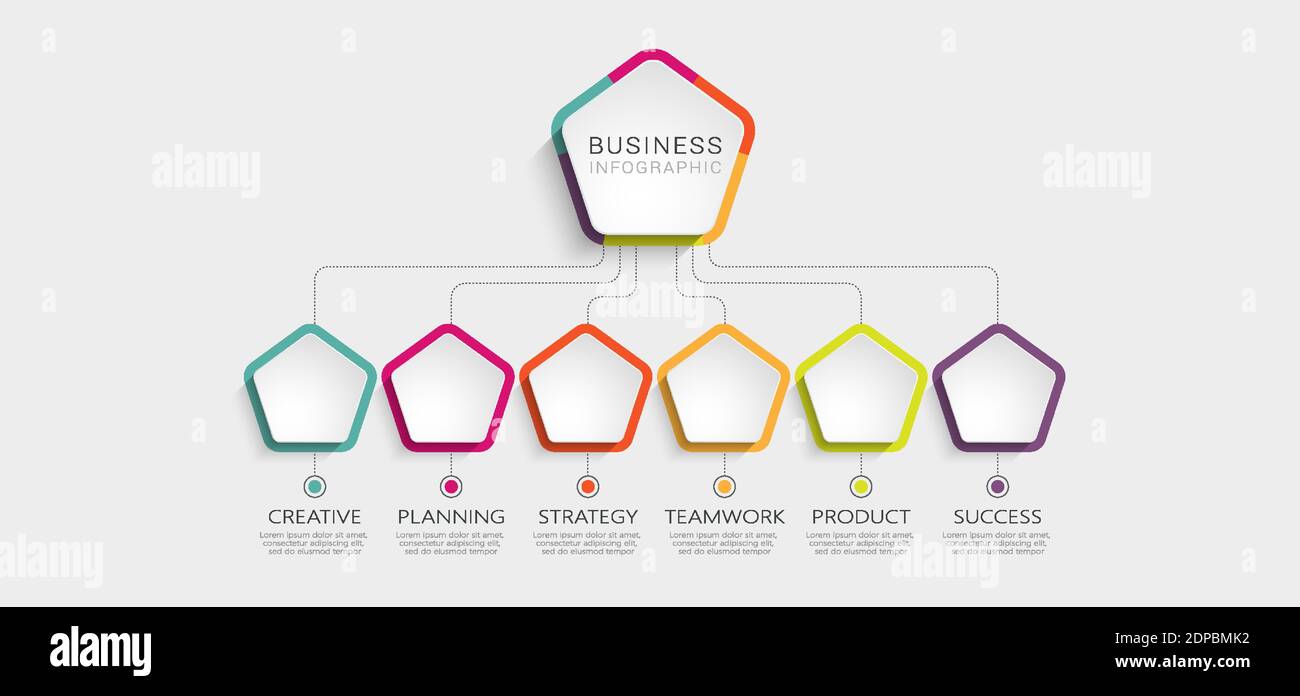 Abstract 3D Infographic Template with 6 steps for success. Business circle template with options ...