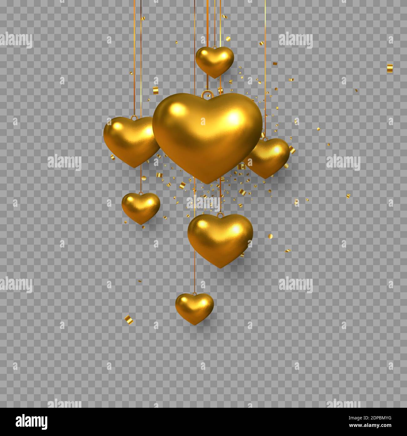 Golden metal hanging hearts Stock Vector Image & Art - Alamy