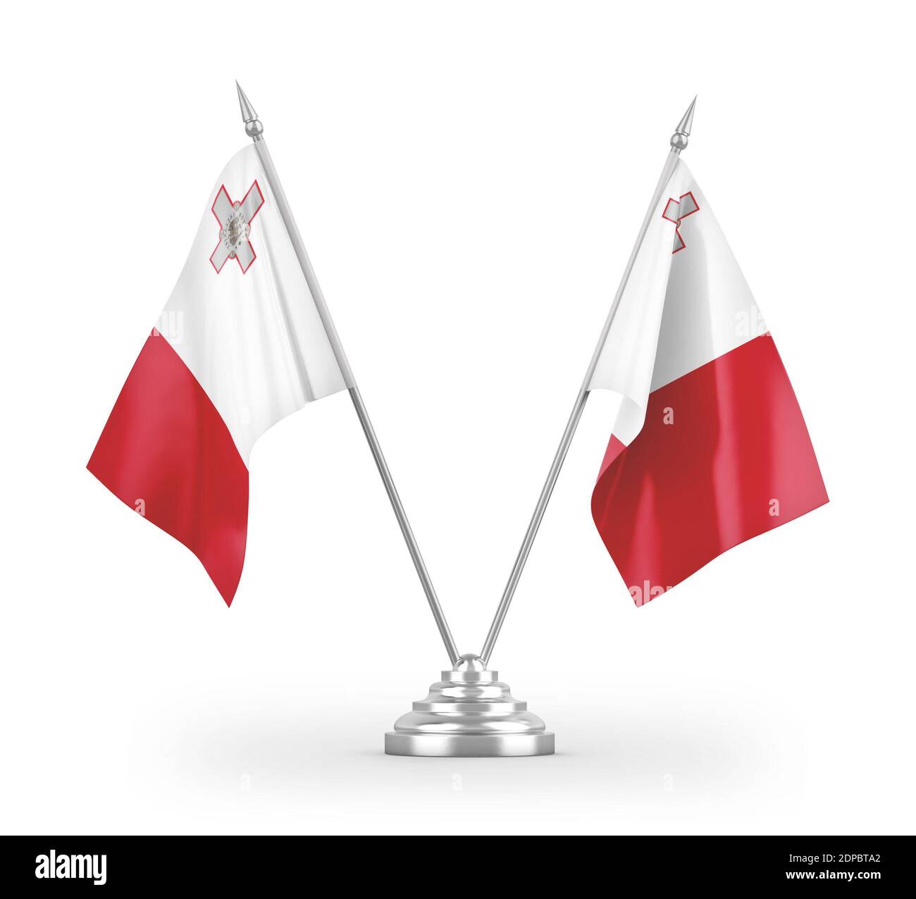 Malta table flags isolated on white 3D rendering Stock Photo - Alamy