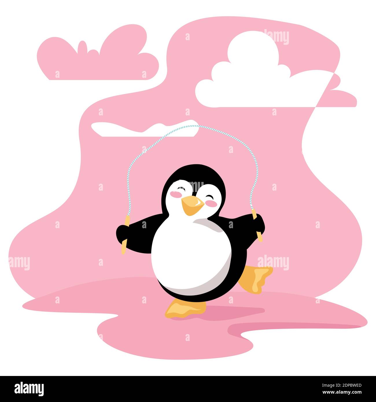 Cartoon Penguin Has Jumping Rope Workout Outside Stock Vector Image ...