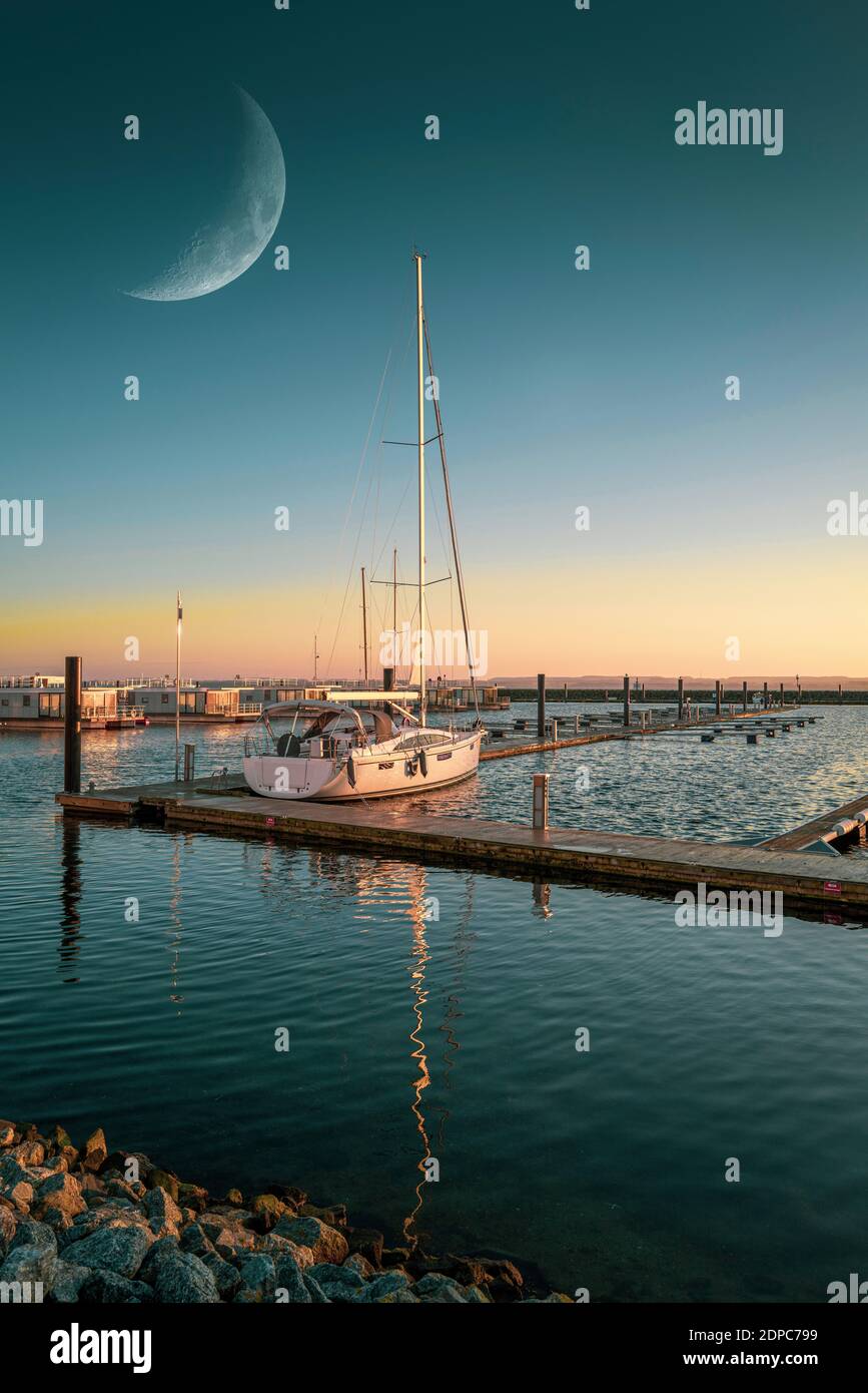 Old sailing ship night moon hi-res stock photography and images - Alamy