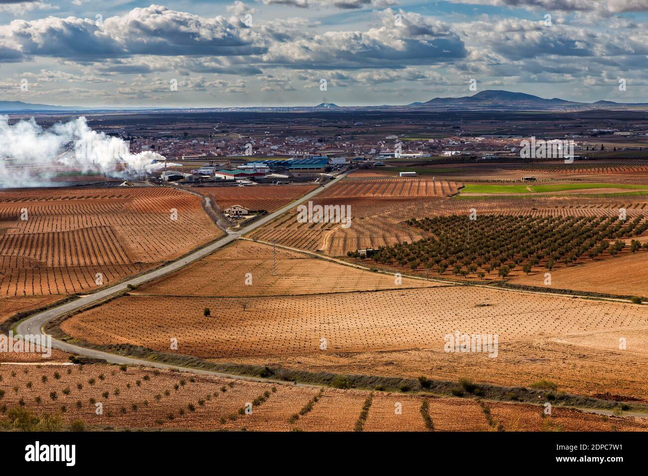 A landscape with village of Mora, in the province of Toledo, Spain ...