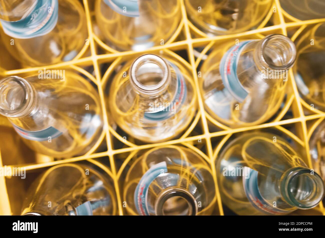 A top view of glass bottles in a p Stock Photo - Alamy