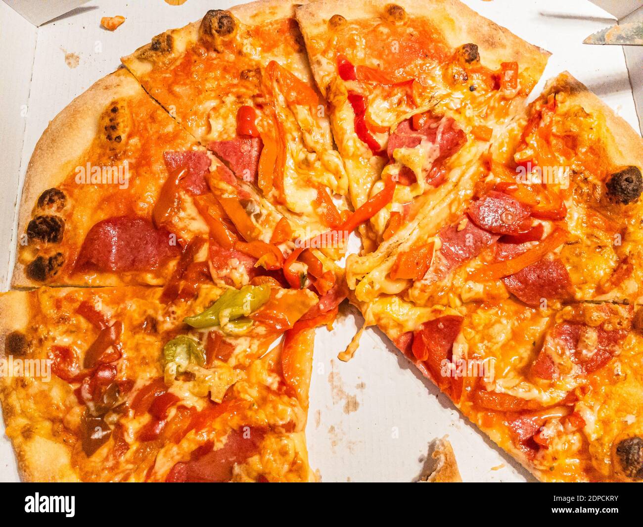 A closeup shot of slices of delicious pepperoni pizza Stock Photo - Alamy