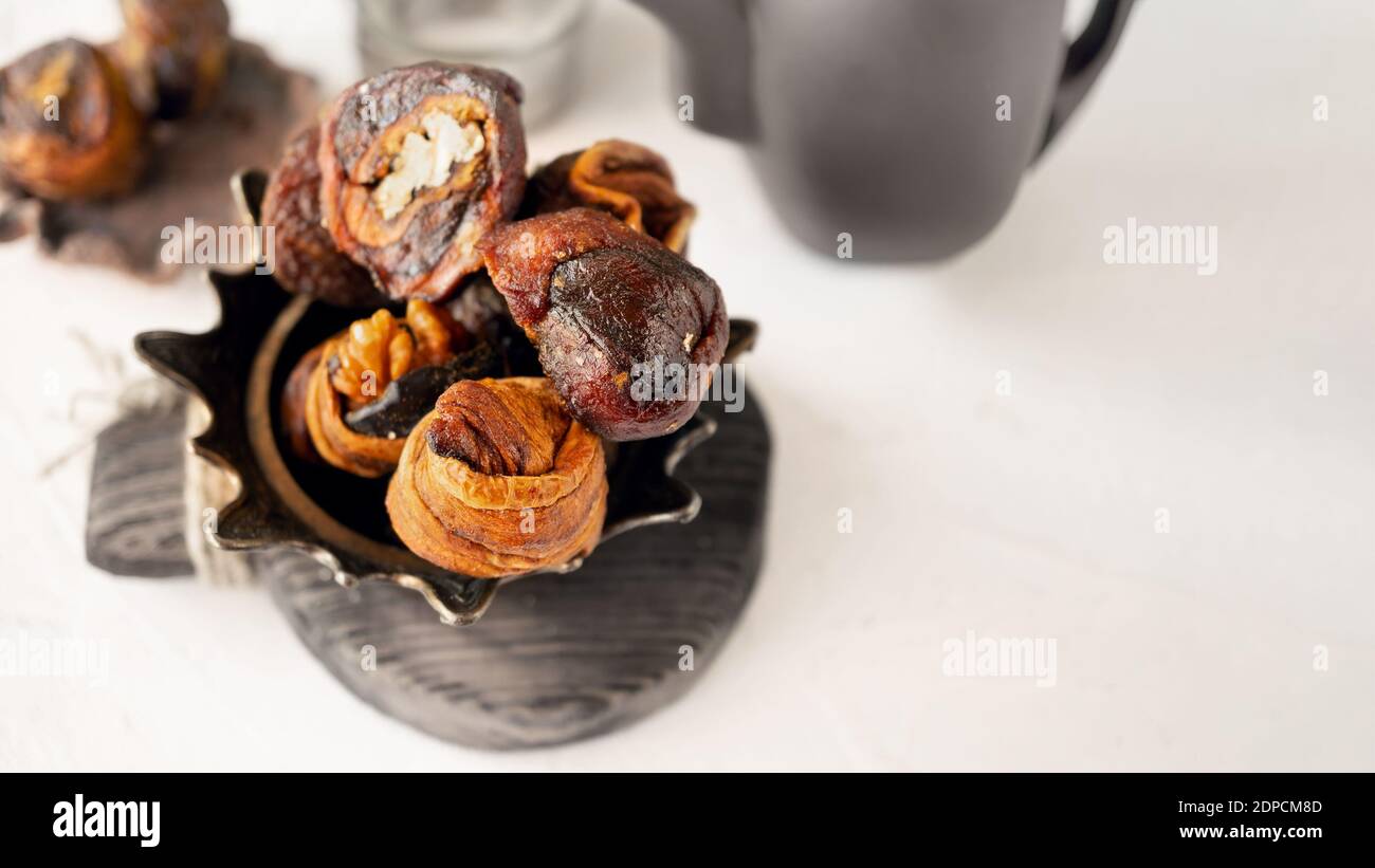 Syrian sweets are served on the table. A mixture of Arabic sweets and ...