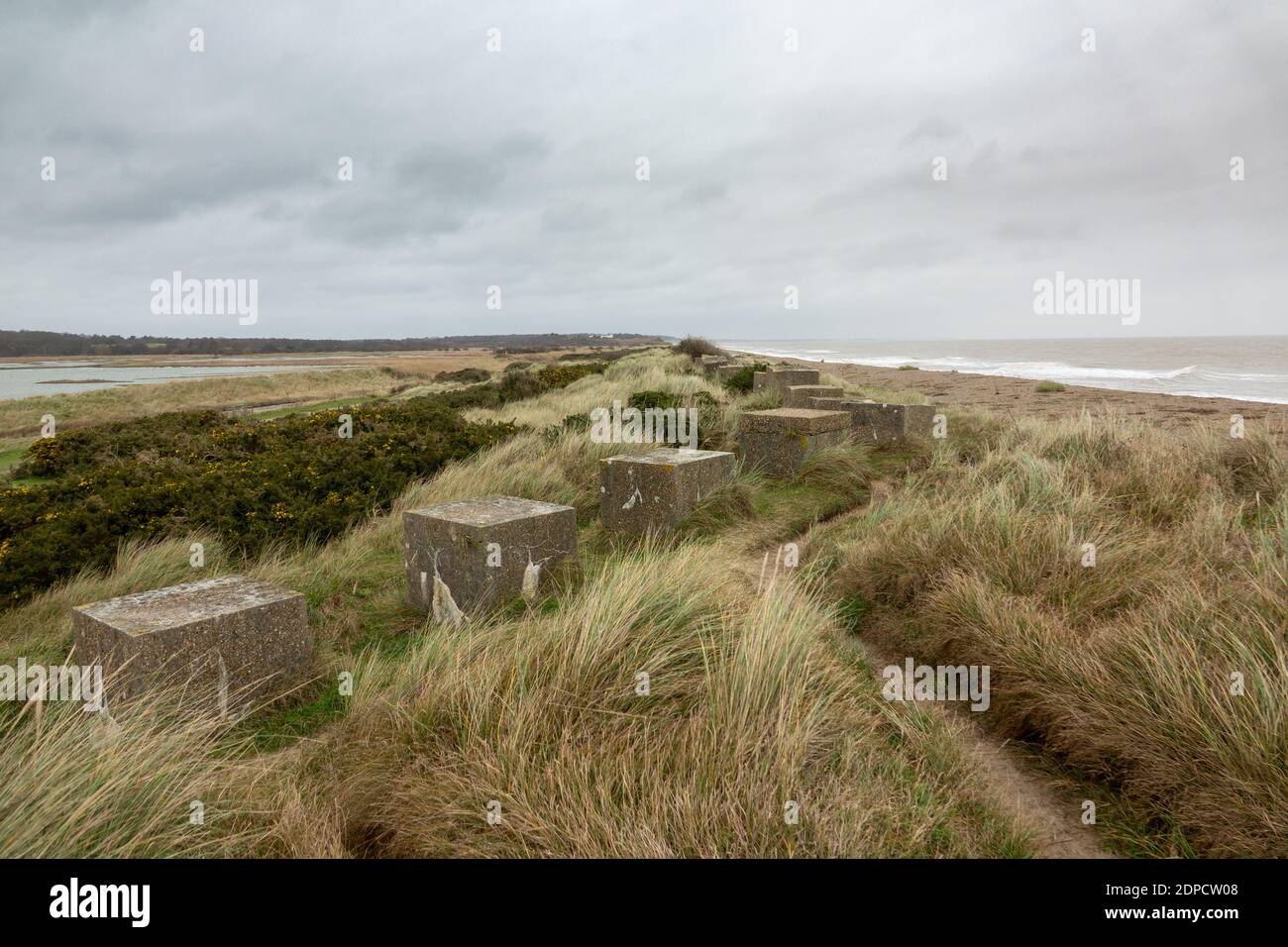 lines of anti-tank blocks, Minsmere, Concrete Military Tank Trap Stock ...