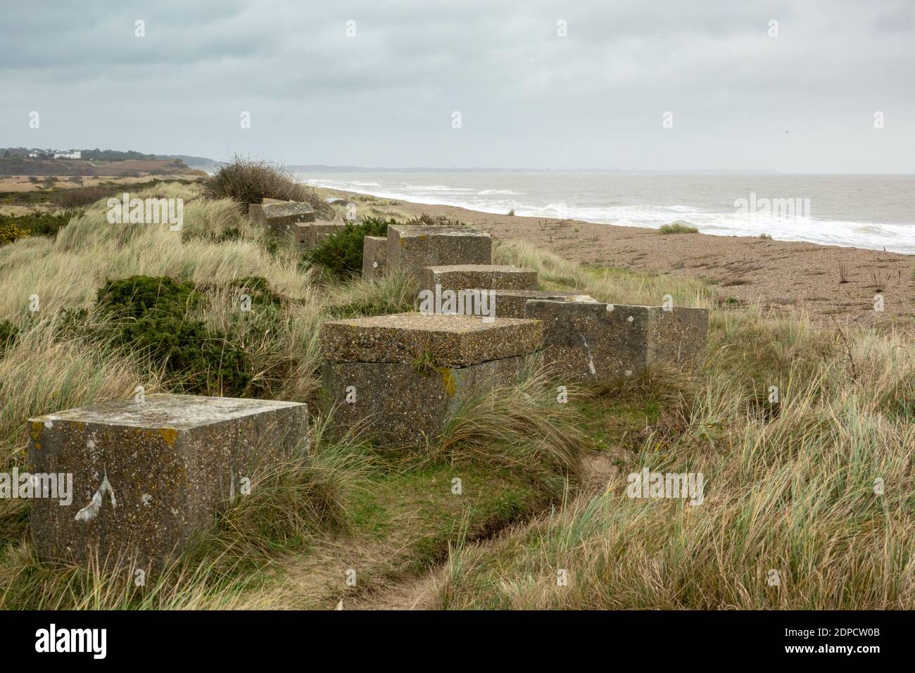 lines of anti-tank blocks, Minsmere, Concrete Military Tank Trap Stock ...