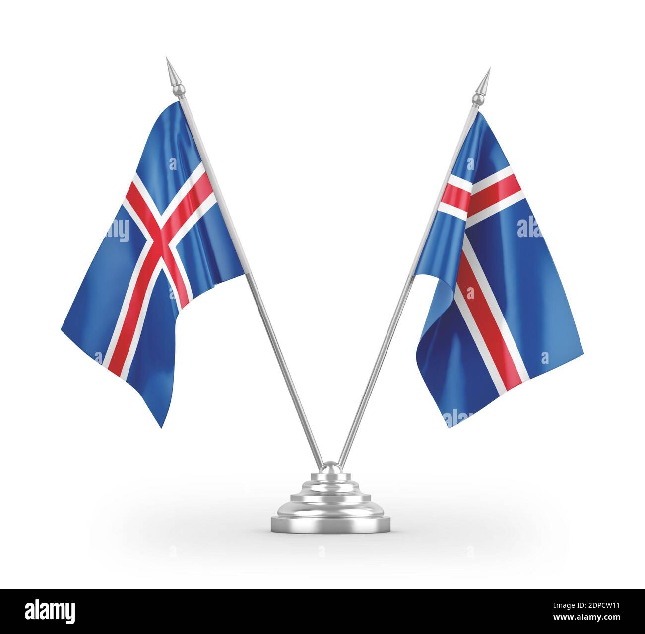 Iceland table flags isolated on white 3D rendering Stock Photo - Alamy