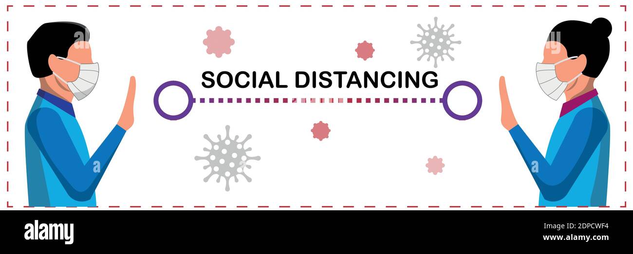 Social distancing original new normal handshake flat design editable ...