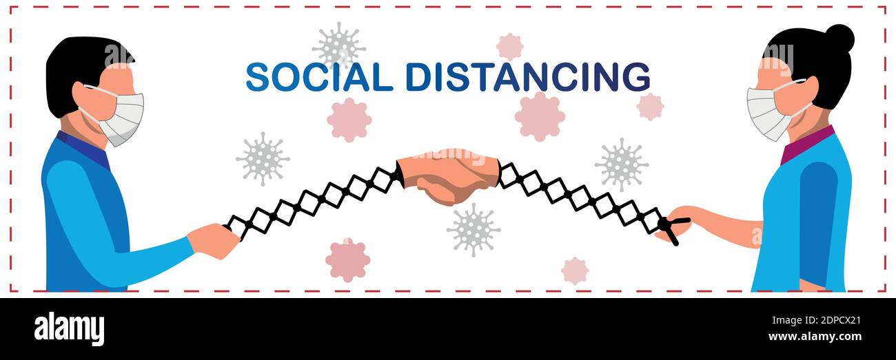 Social distancing original new normal handshake flat design editable ...