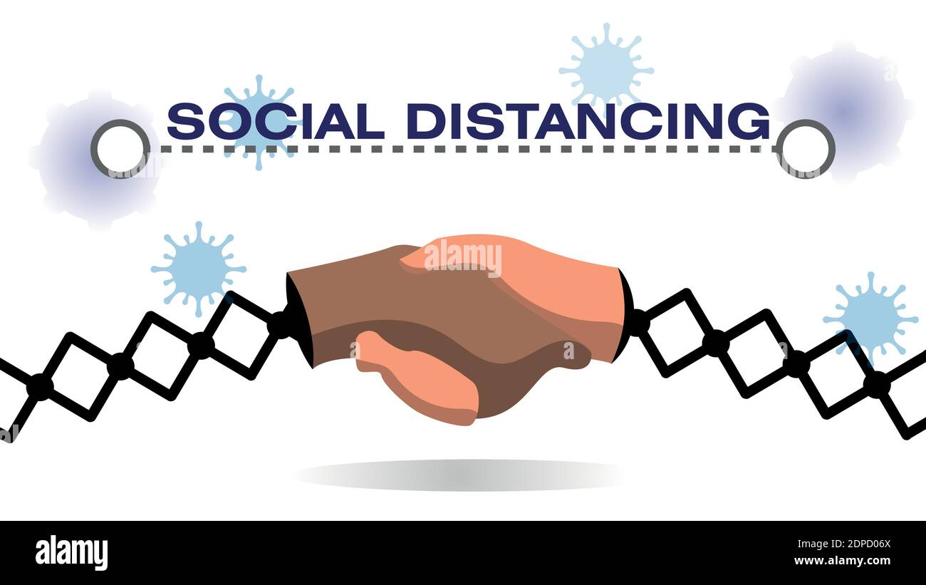 Social distancing original new normal handshake flat design editable ...