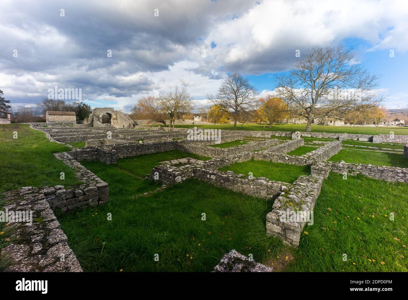 Altilia, Sepino, Molise, Italy: walls of ancient artisan shops along ...