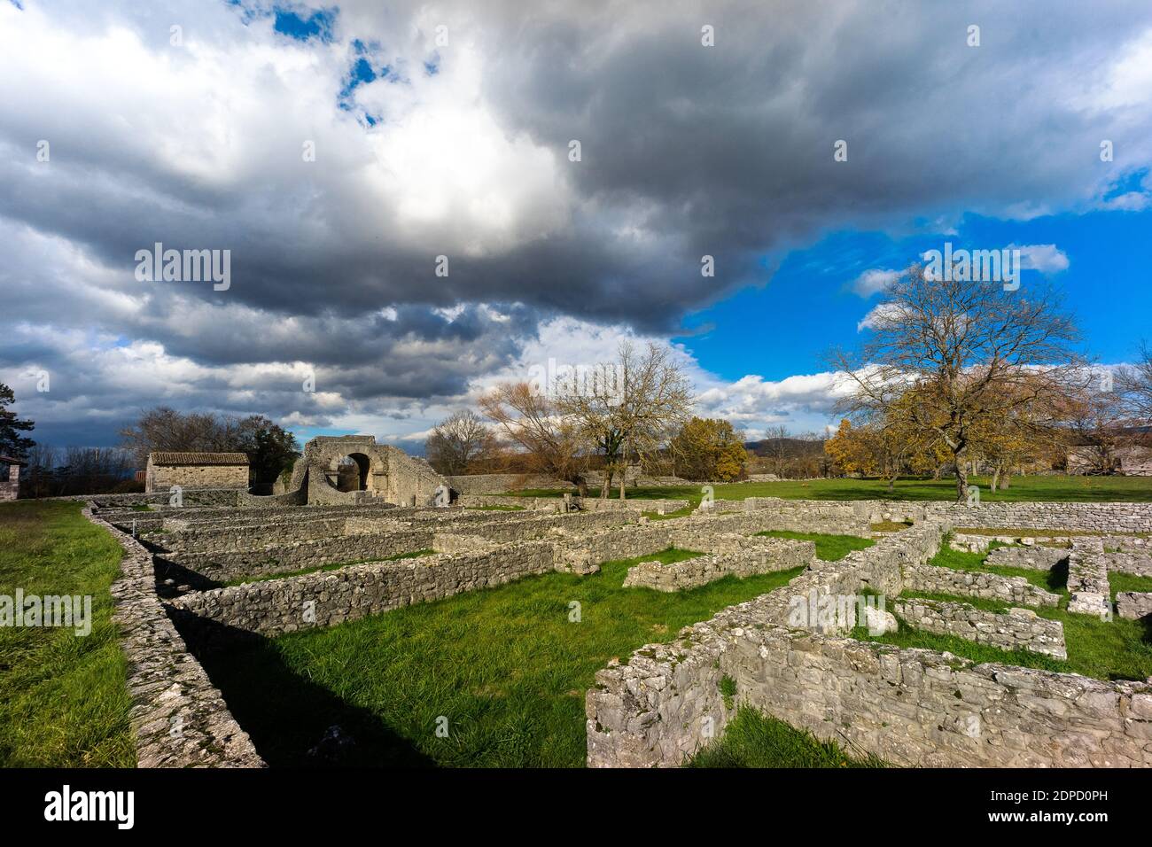 Altilia, Sepino, Molise, Italy: walls of ancient artisan shops along ...