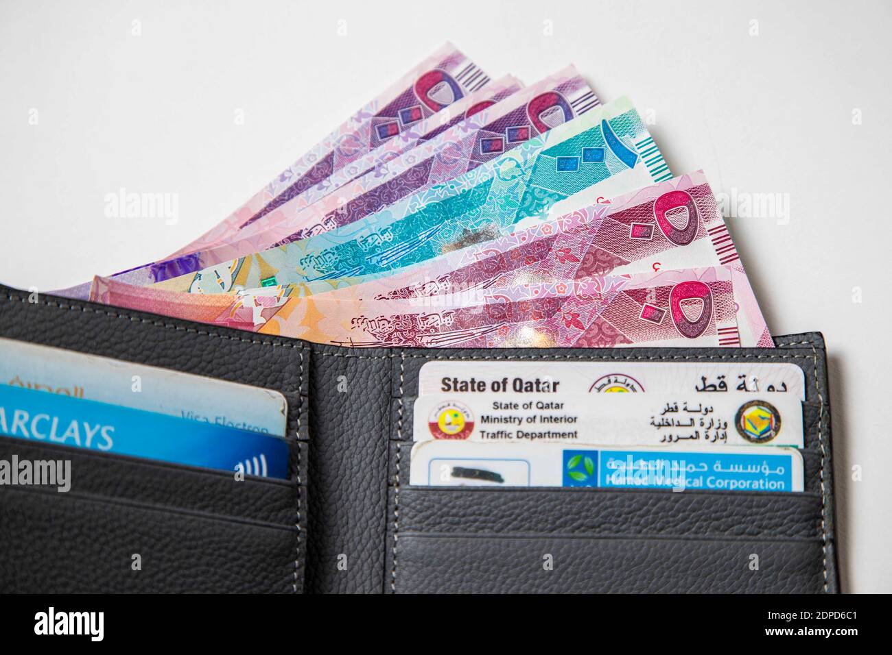 Qatar Currency New .Qatari Riyal ,Notes,500,100,50 on white background ...