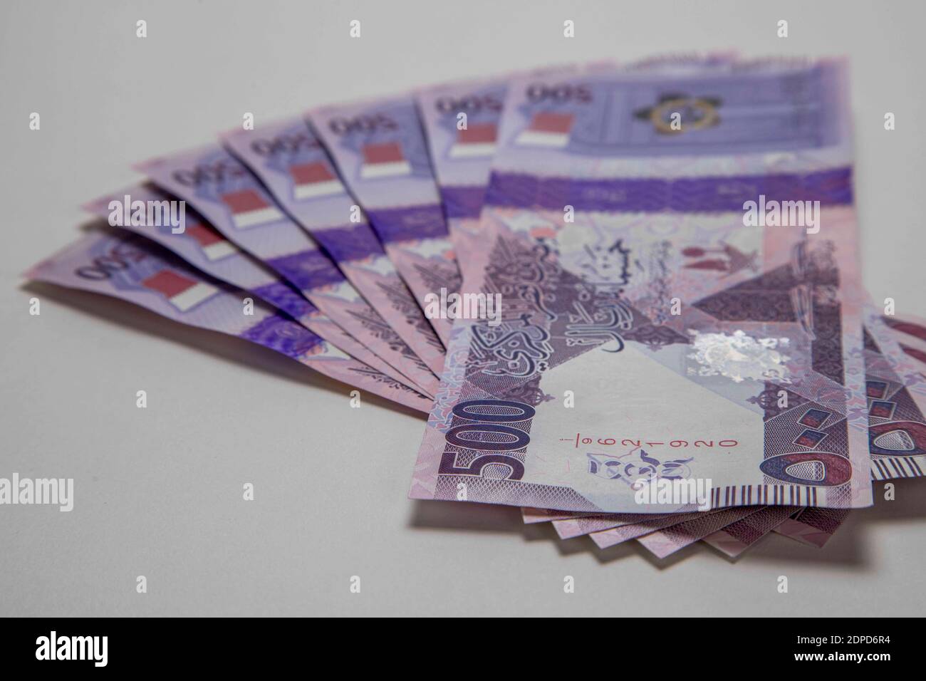 Qatar Currency New .Qatari Riyal ,Notes,500,100,50 on white background ...