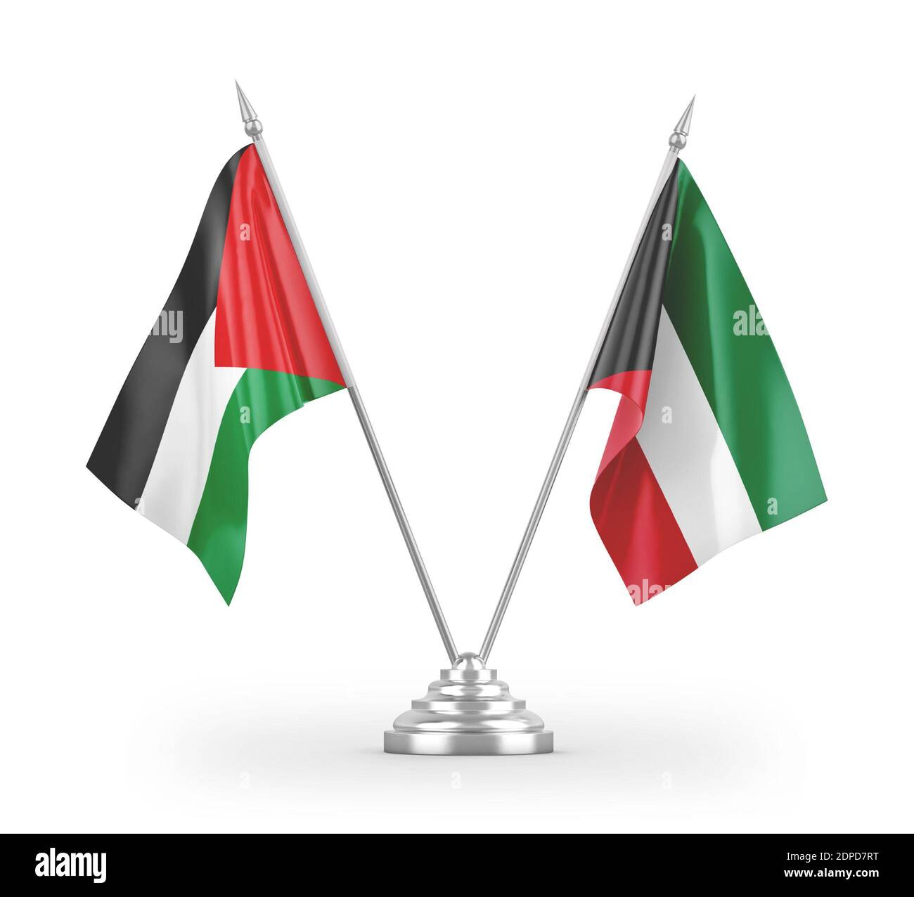 Kuwait and Palestine table flags isolated on white 3D rendering Stock ...