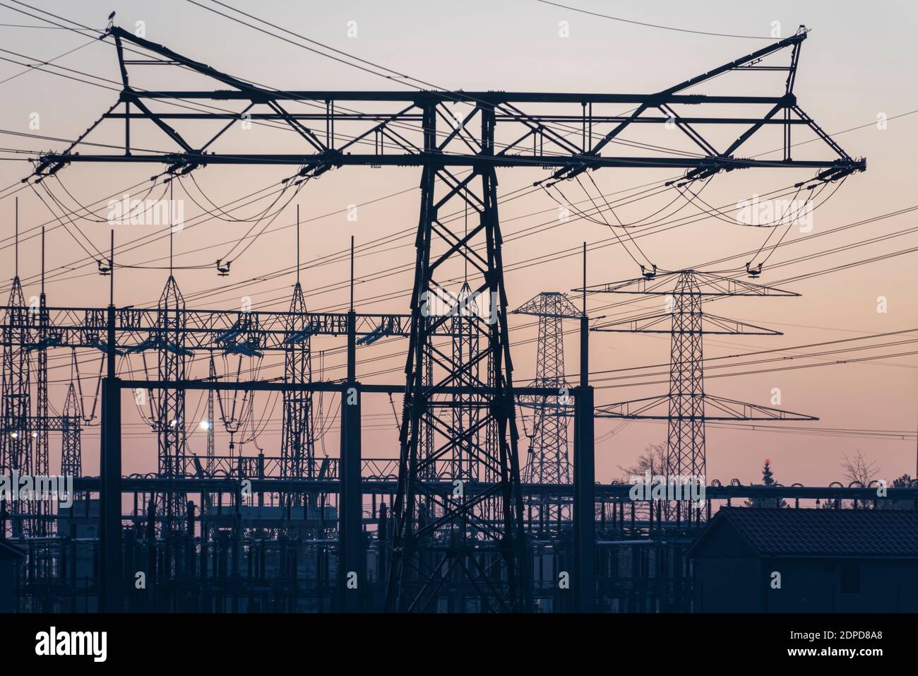 Power poles, power lines Stock Photo - Alamy