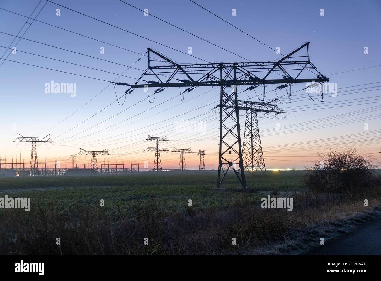 Power poles, power lines Stock Photo - Alamy