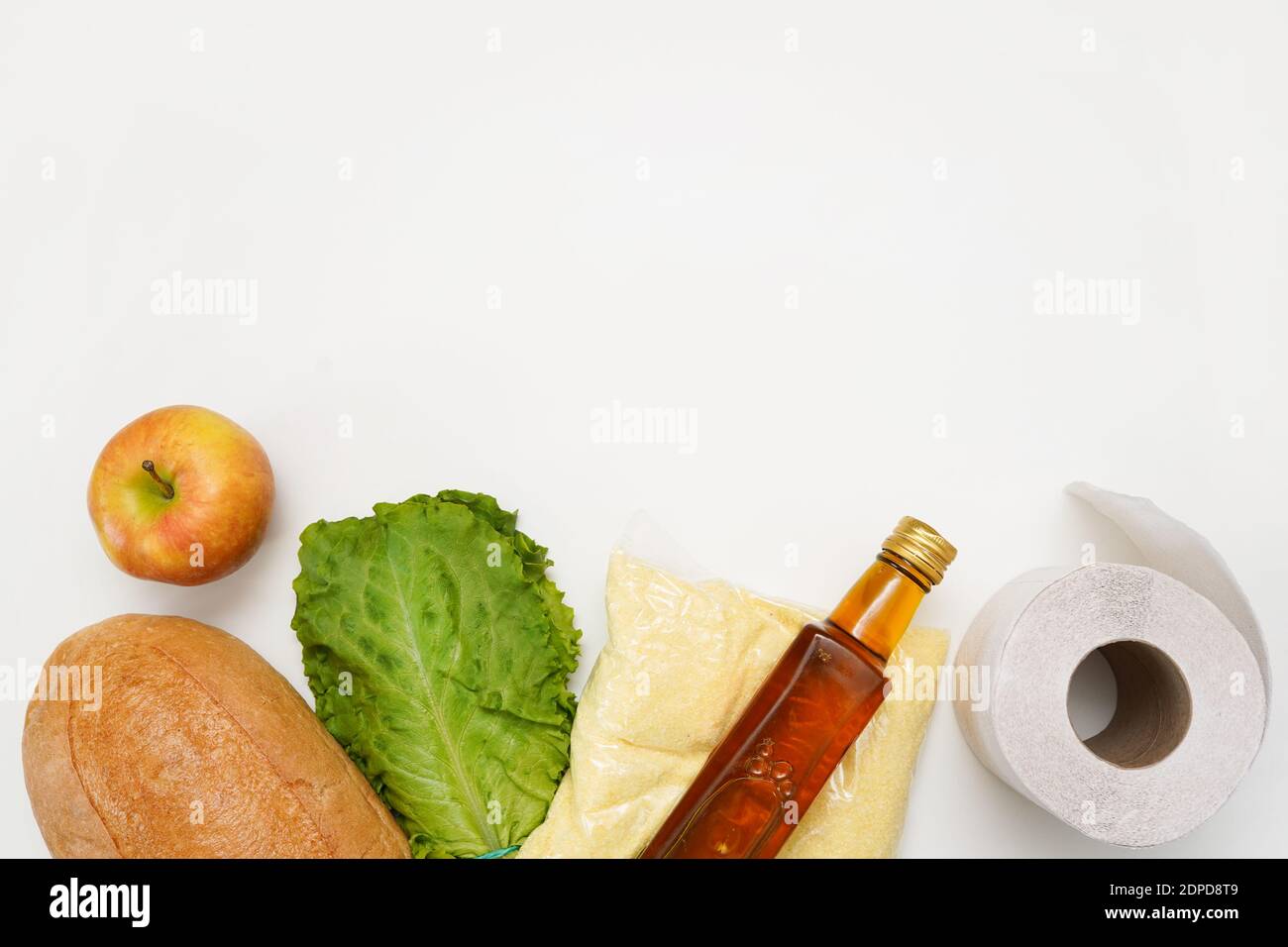 food donations in a bag on white background. product delivery concept ...