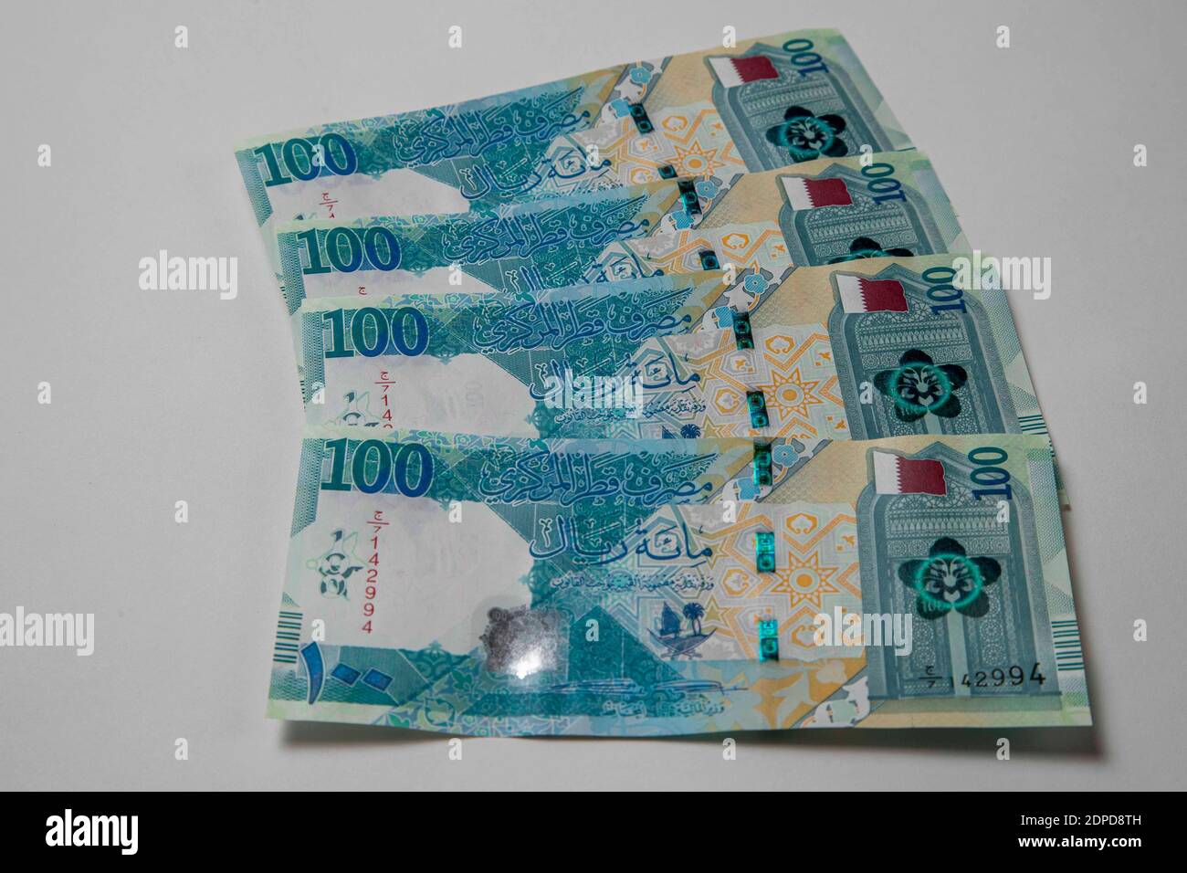 Qatar Currency New .Qatari Riyal ,Notes,500,100,50 on white background ...