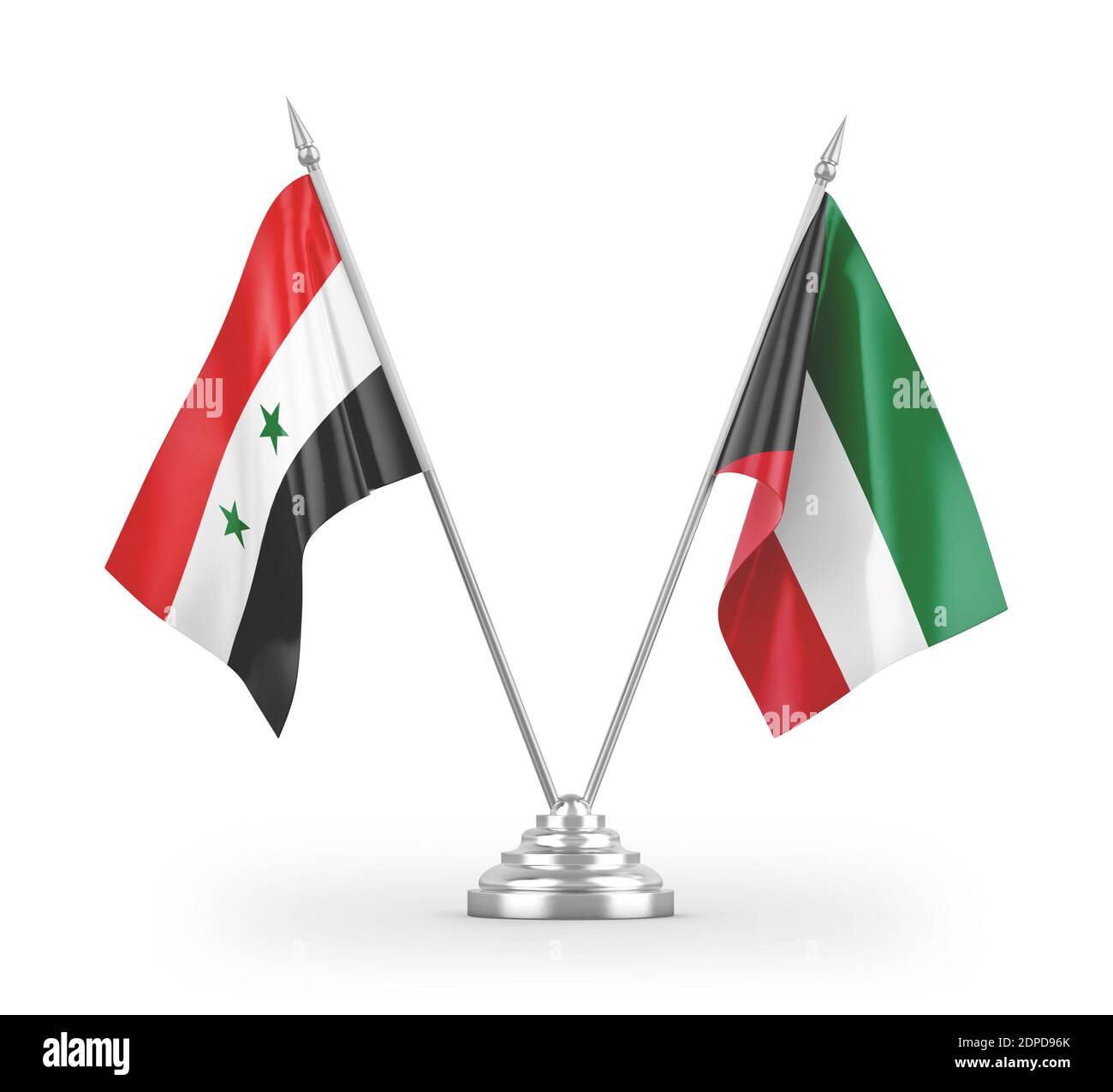 Kuwait and Syria table flags isolated on white 3D rendering Stock Photo ...