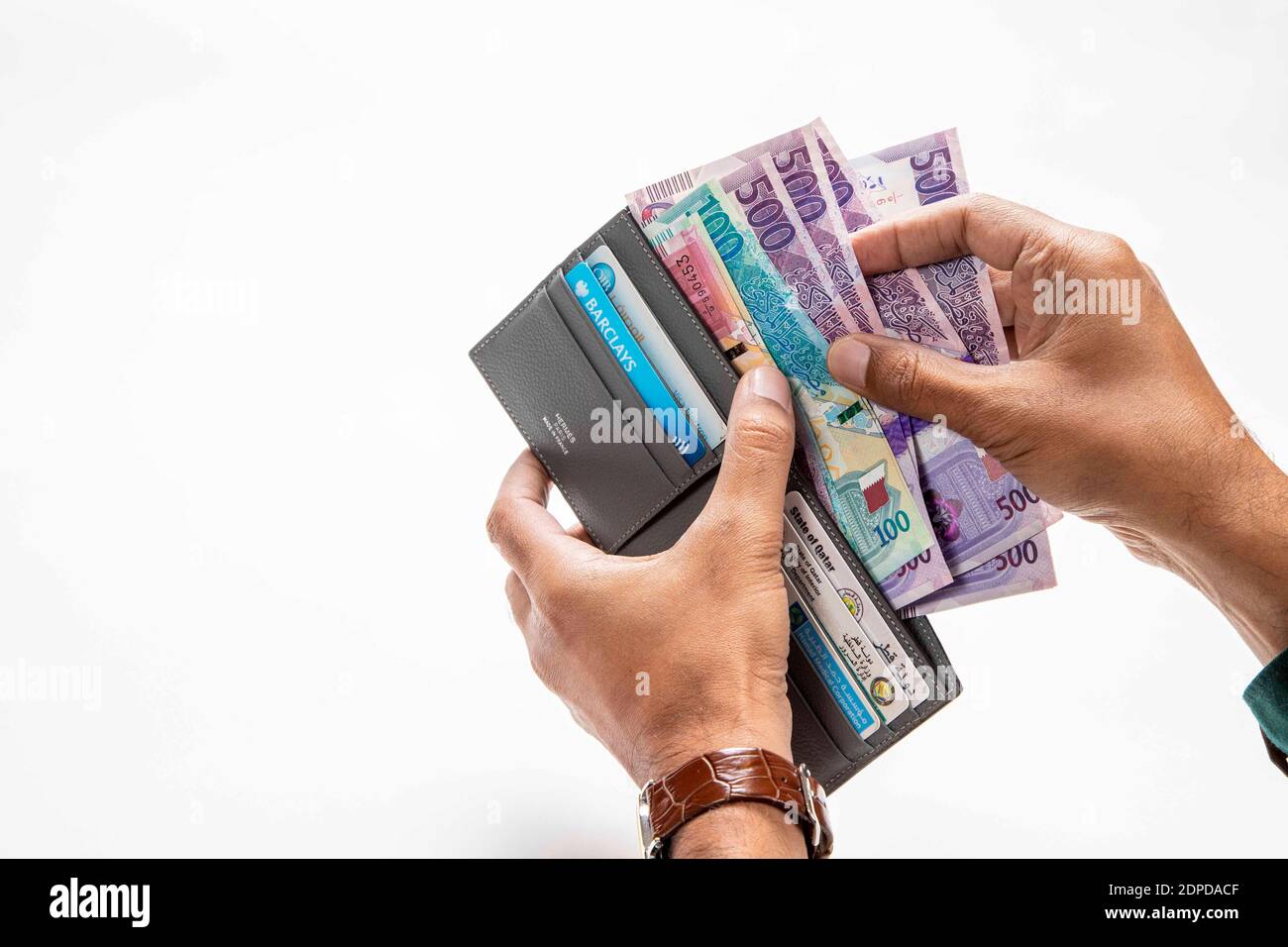 Qatar Currency New .Qatari Riyal ,Notes,500,100,50 on white background ...