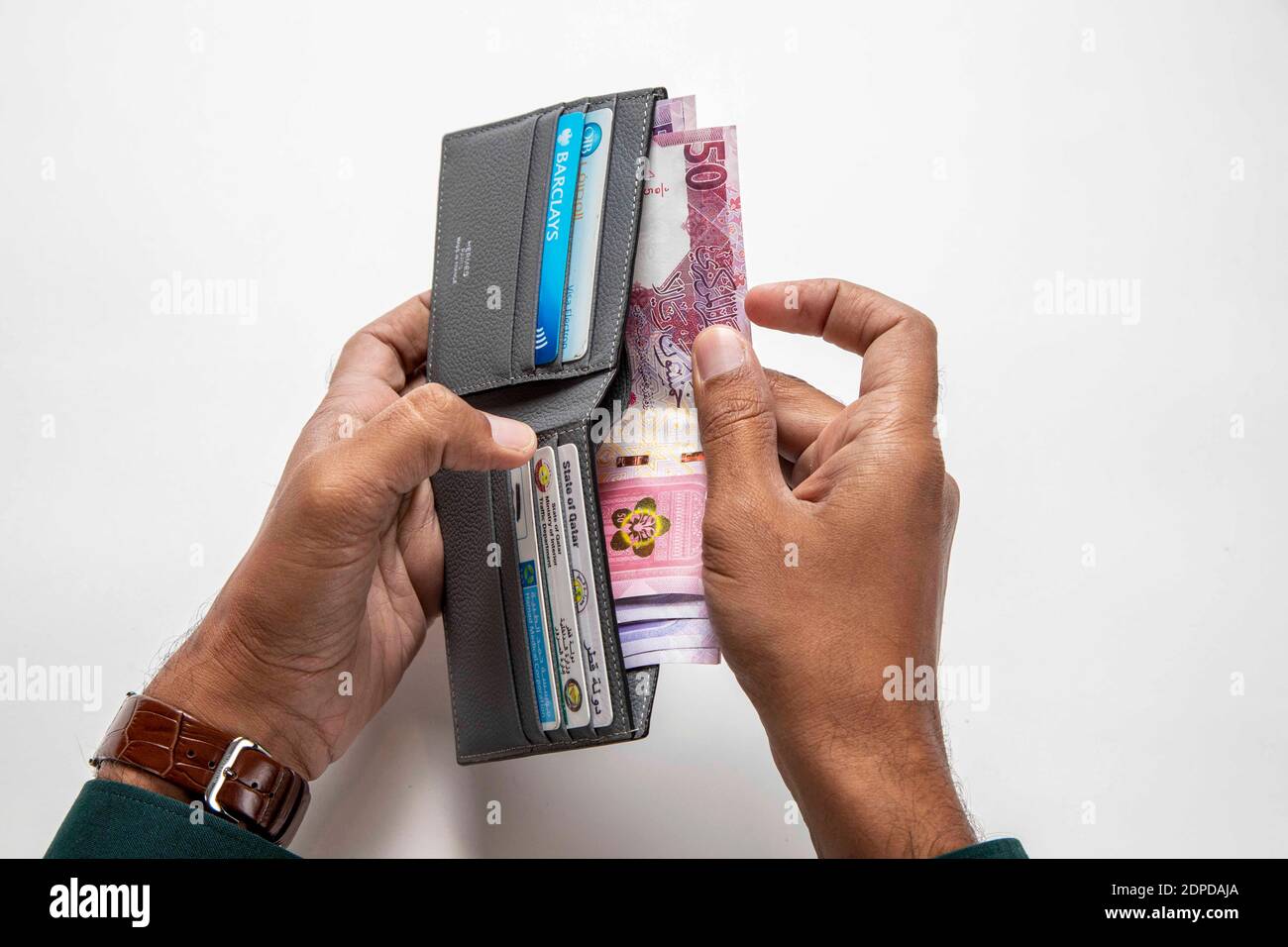 Qatar Currency New .Qatari Riyal ,Notes,500,100,50 on white background ...