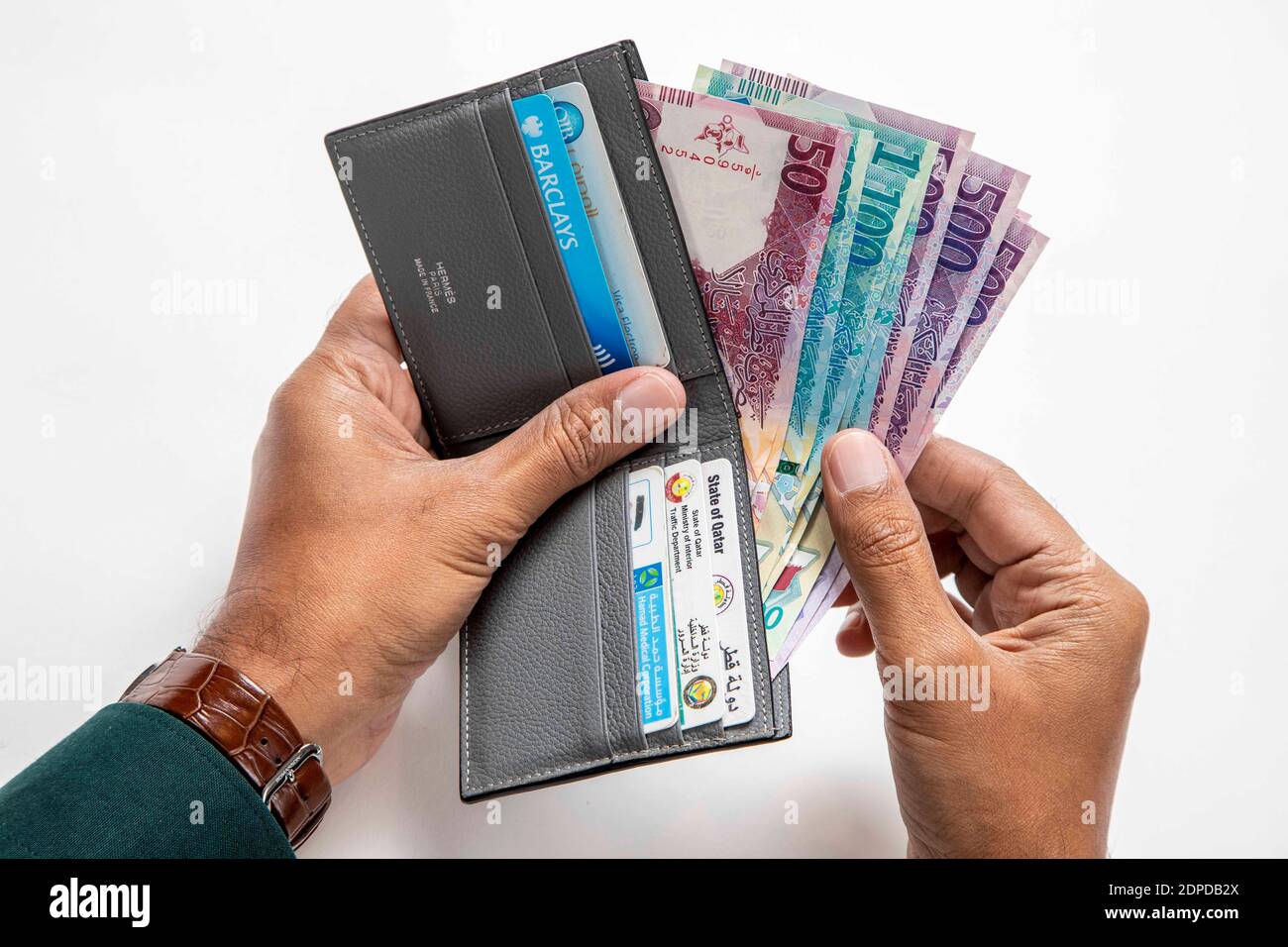 Qatar Currency New .Qatari Riyal ,Notes,500,100,50 on white background ...