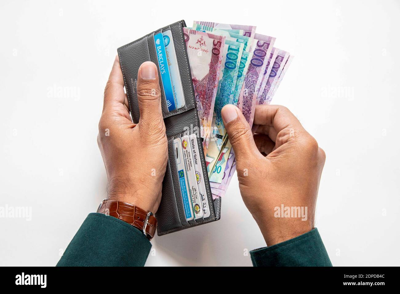 Qatar Currency New .Qatari Riyal ,Notes,500,100,50 on white background ...