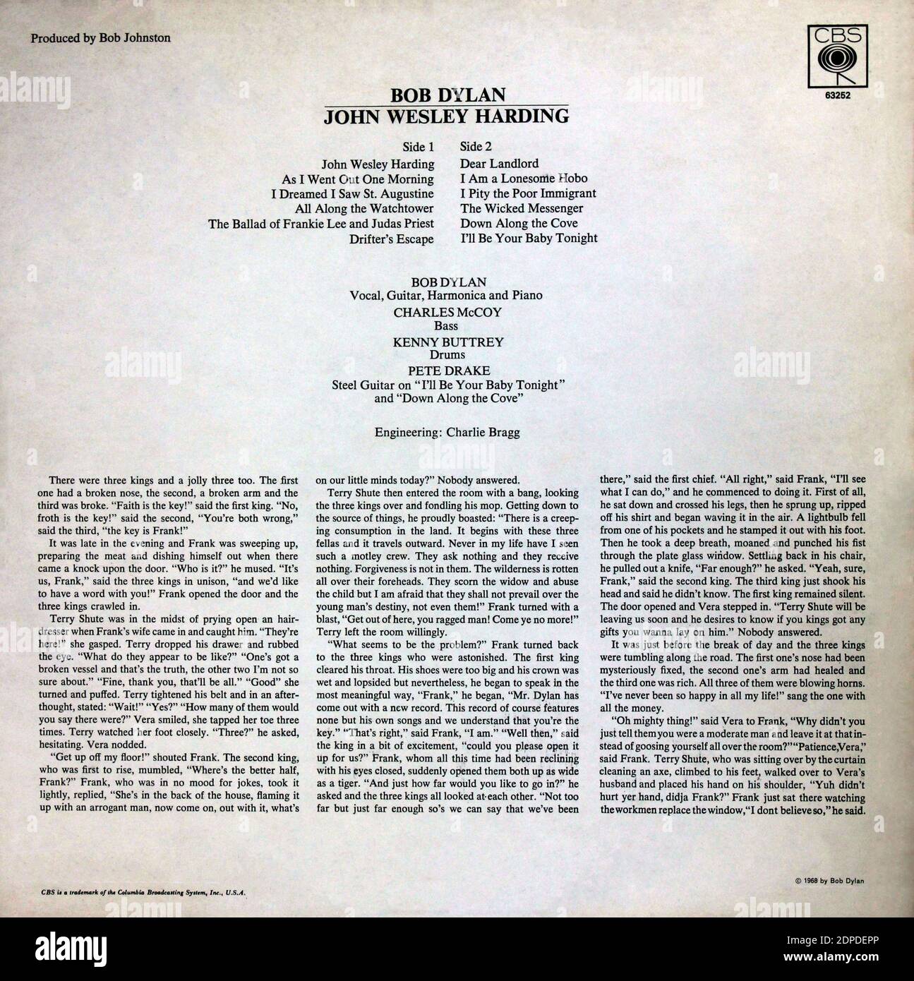 Bob dylan john wesley harding hi-res stock photography and images - Alamy