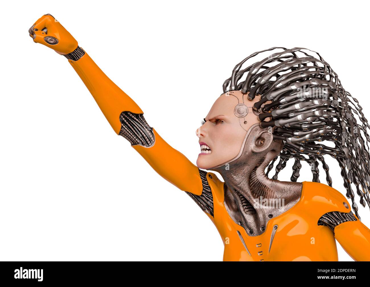 super cyborg is empowered, 3d illustration Stock Photo - Alamy