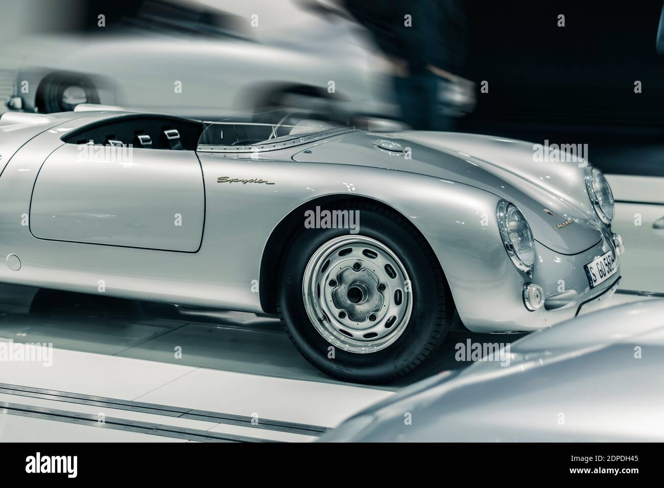 STUTTGART, Germany 6 March 2020: The Porsche 550 Spyder 1956. Mid ...