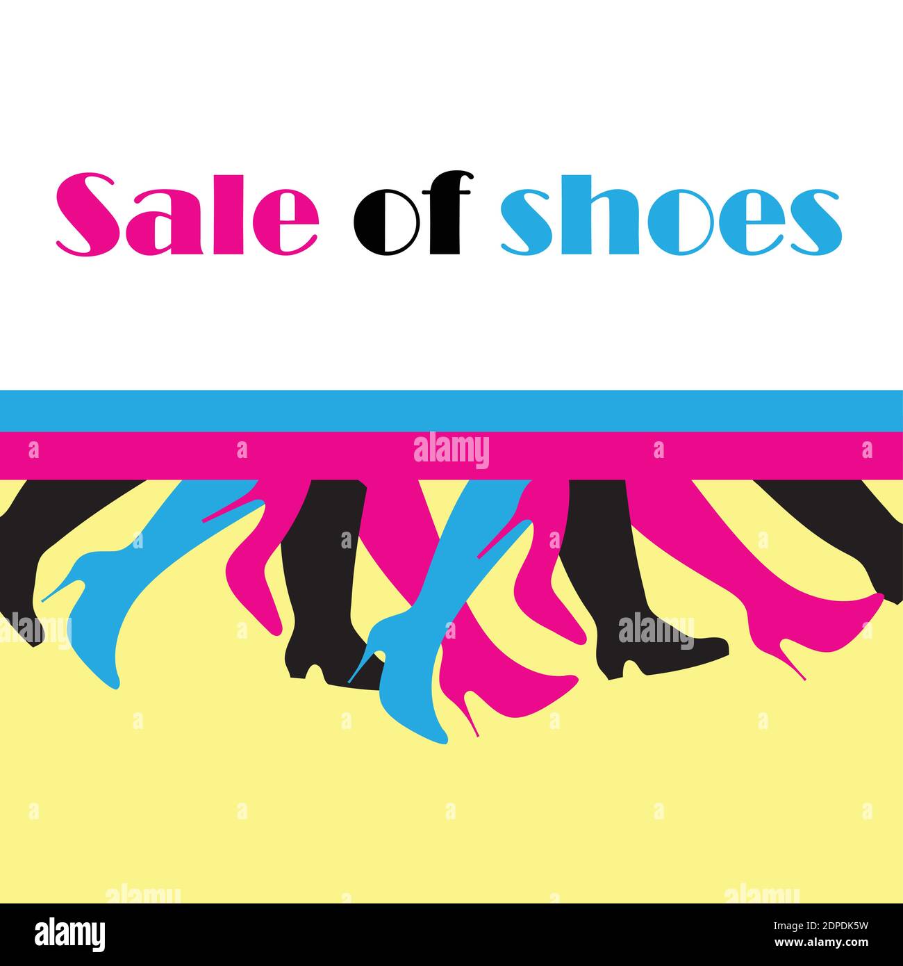 Sale illustration of shoes on a colored background. Advertising poster ...