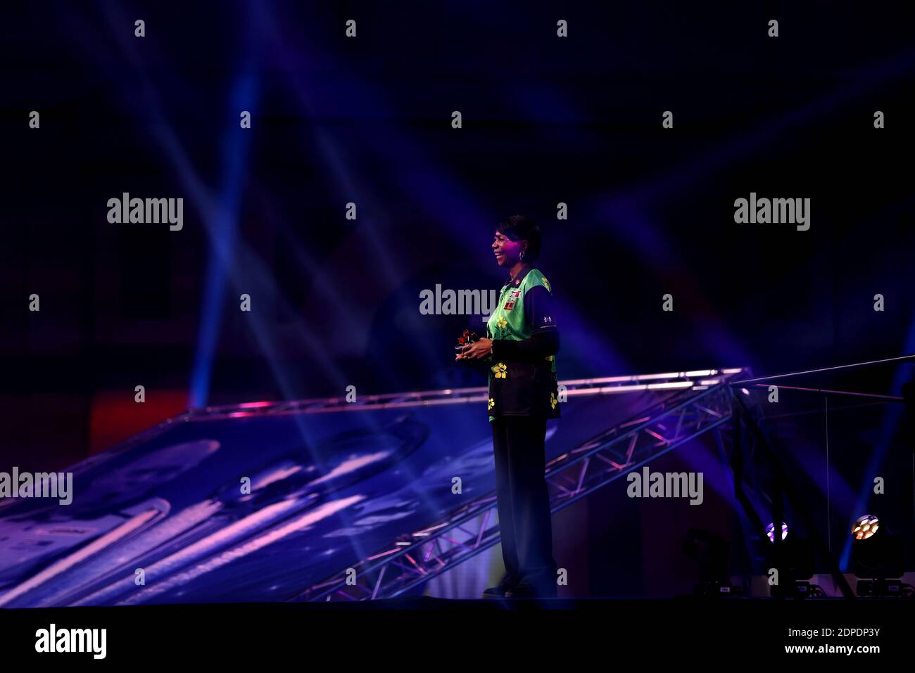 Deta Hedman during the walk on during day five of the William Hill ...