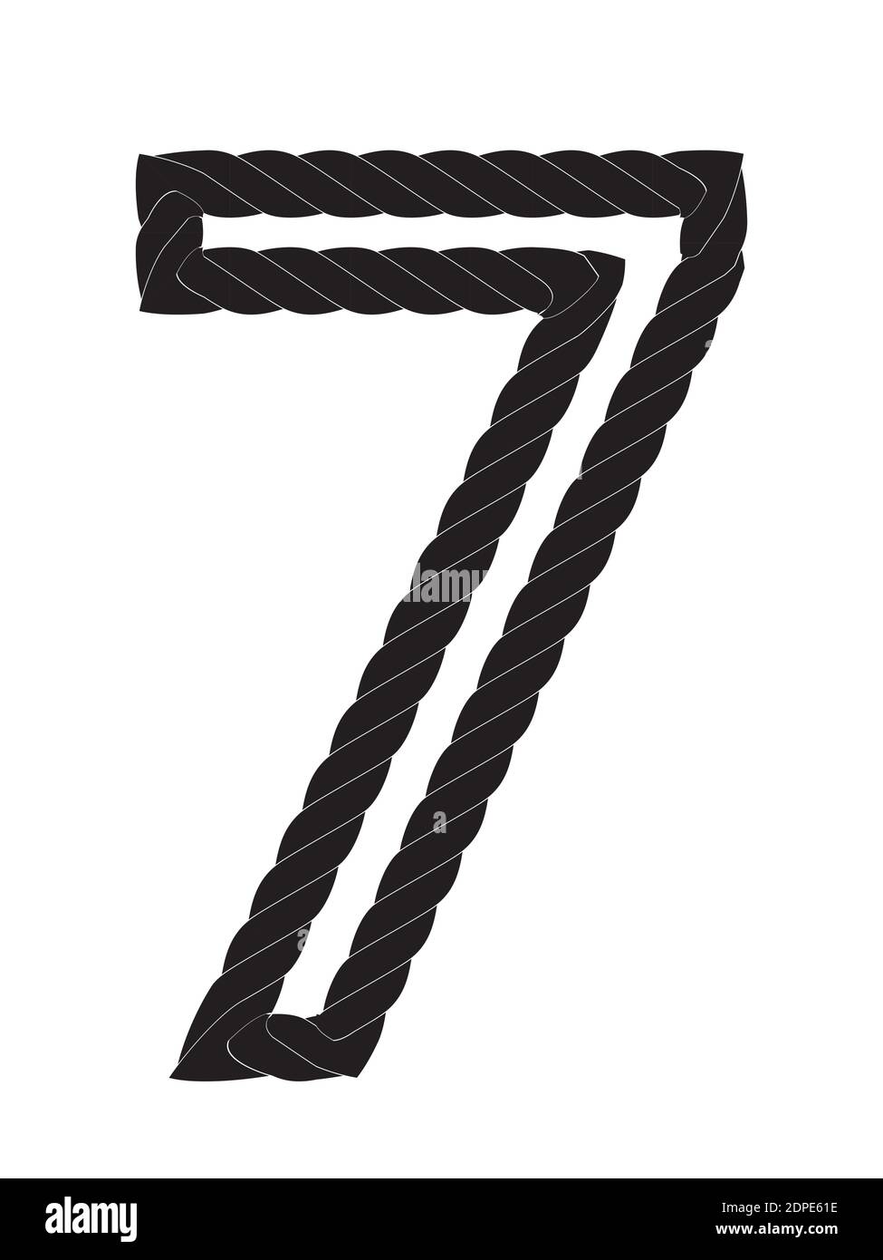 Black and white number seven made from rope Isolated on white ...