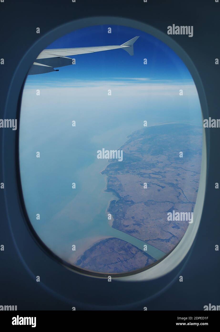 The view from the airplane window to the ground. Landscape view from ...