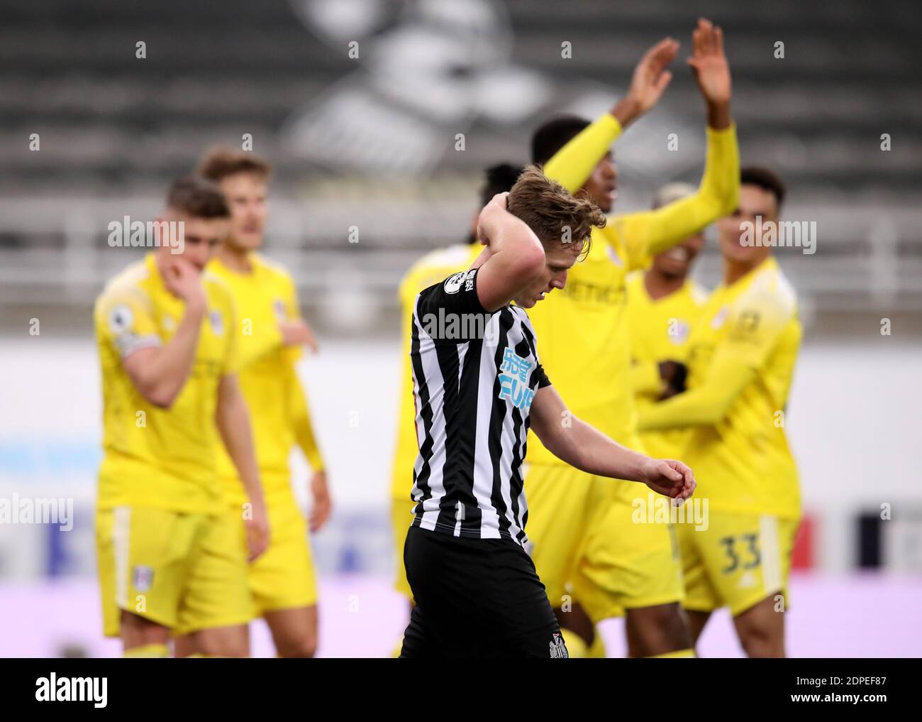 Newcastle United's Matt Ritchie looks dejected after scoring an own ...