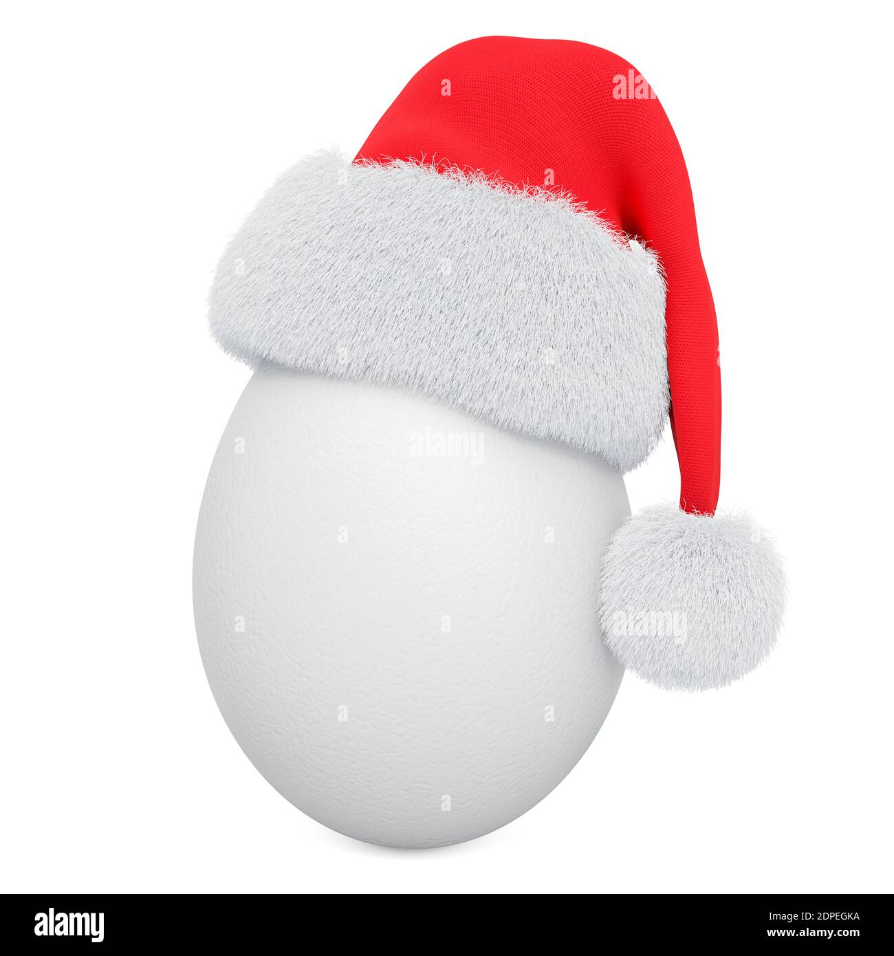 Egg with Santa Claus Christmas hat. 3D rendering isolated on white ...