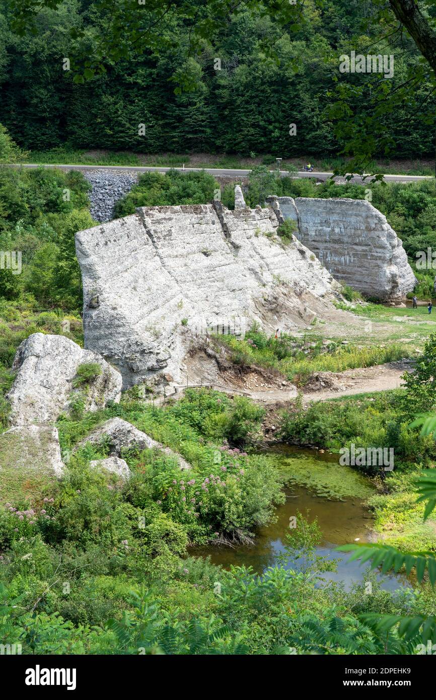 A vertical he broken remains of the Austin Dam failure in Austin ...