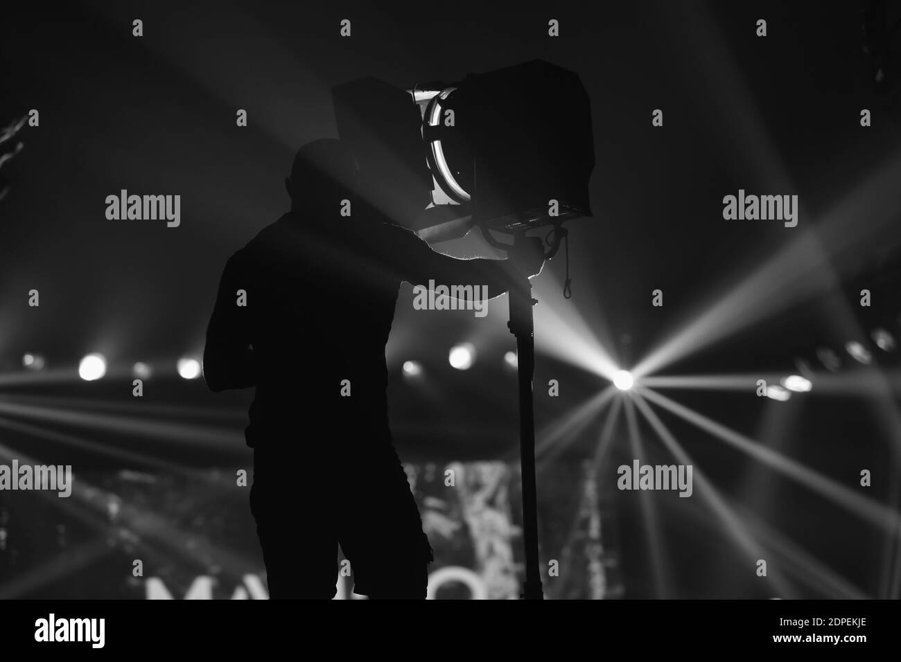 Concert stage rear view Black and White Stock Photos & Images - Alamy