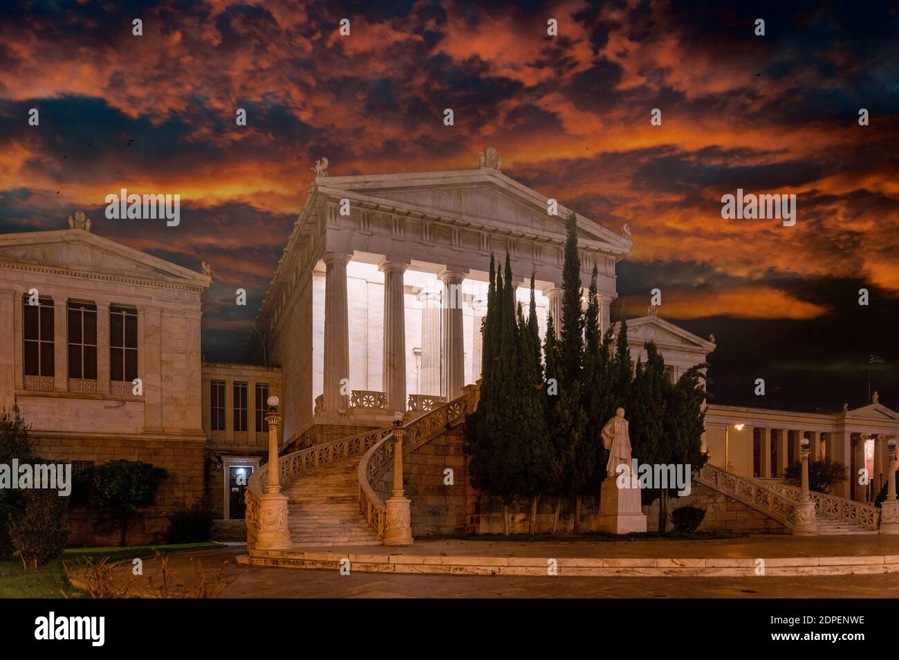 Dark clouds over the National library in Athens, Greece Stock Photo - Alamy