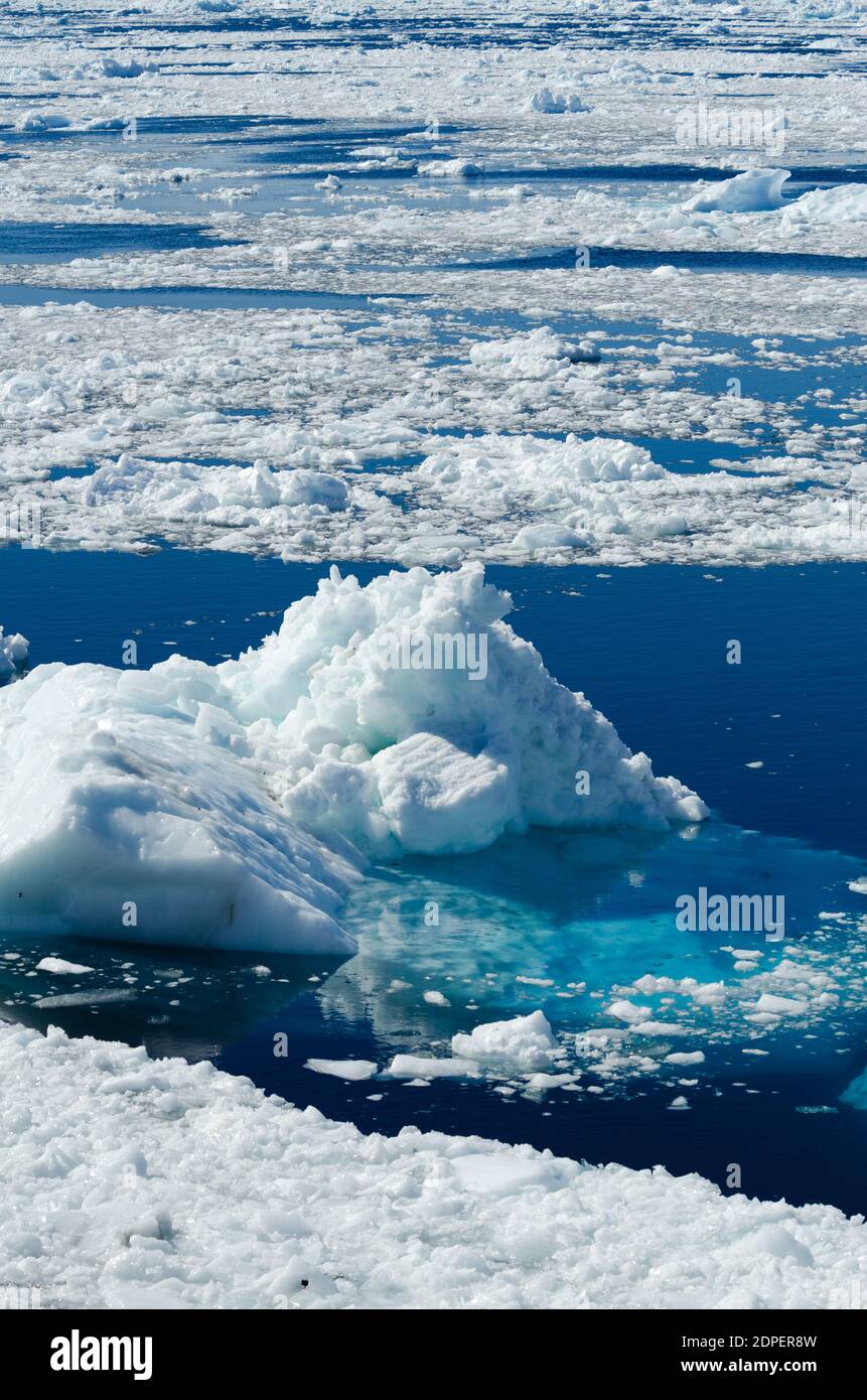 Glacial deep blue water of Antarctica can be seen on the point of the ...