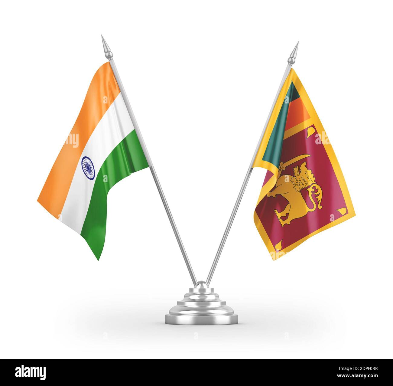 Sri Lanka and India table flags isolated on white 3D rendering Stock ...