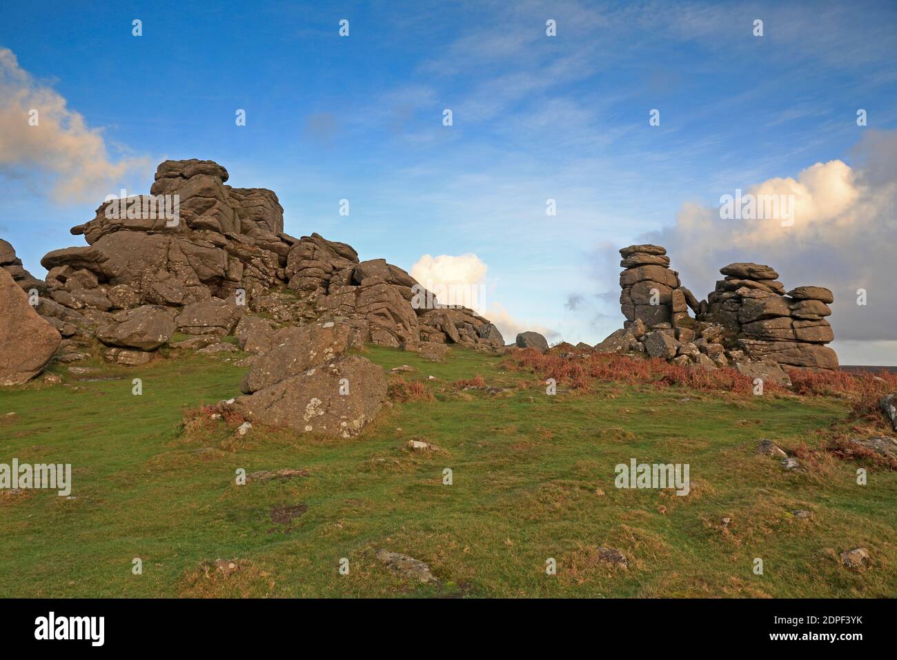 Rock Stacks on the top of Hound Tor Dartmoor Devon UK Stock Photo - Alamy