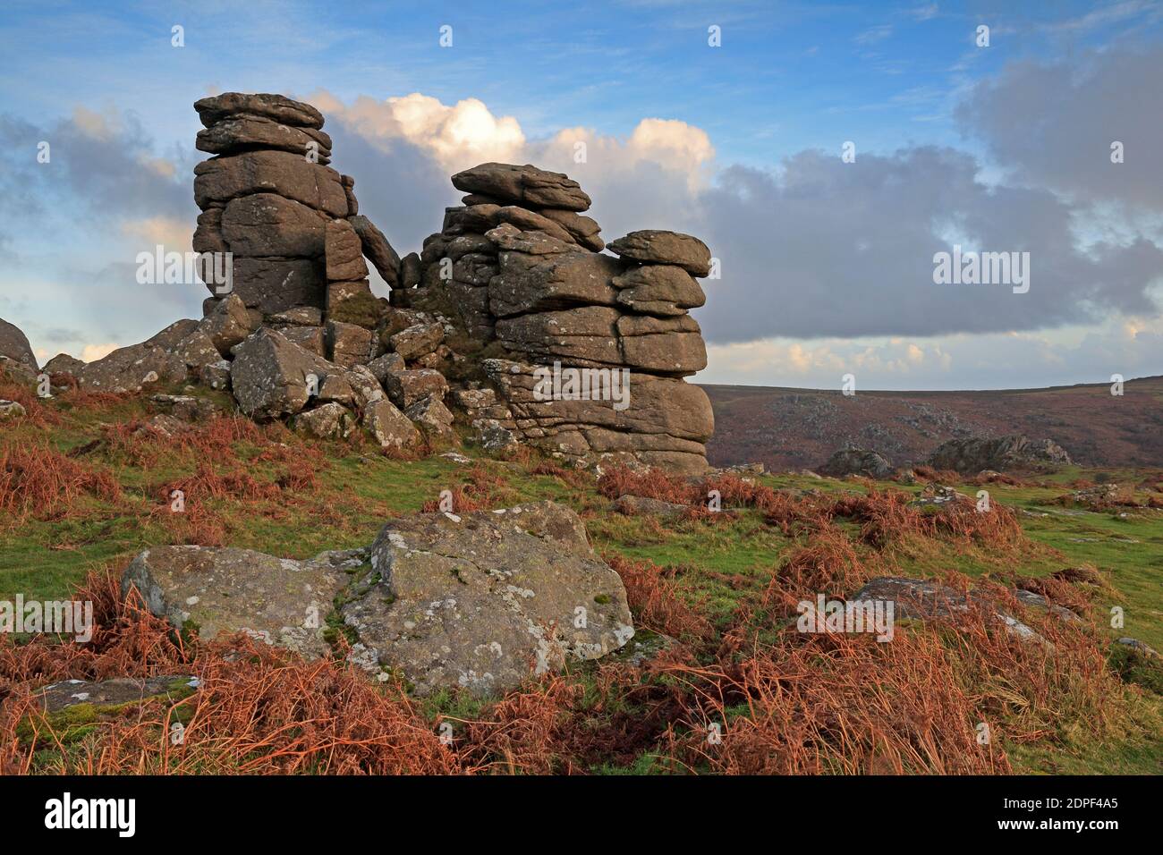 Rock Stacks on the top of Hound Tor Dartmoor Devon UK Stock Photo - Alamy
