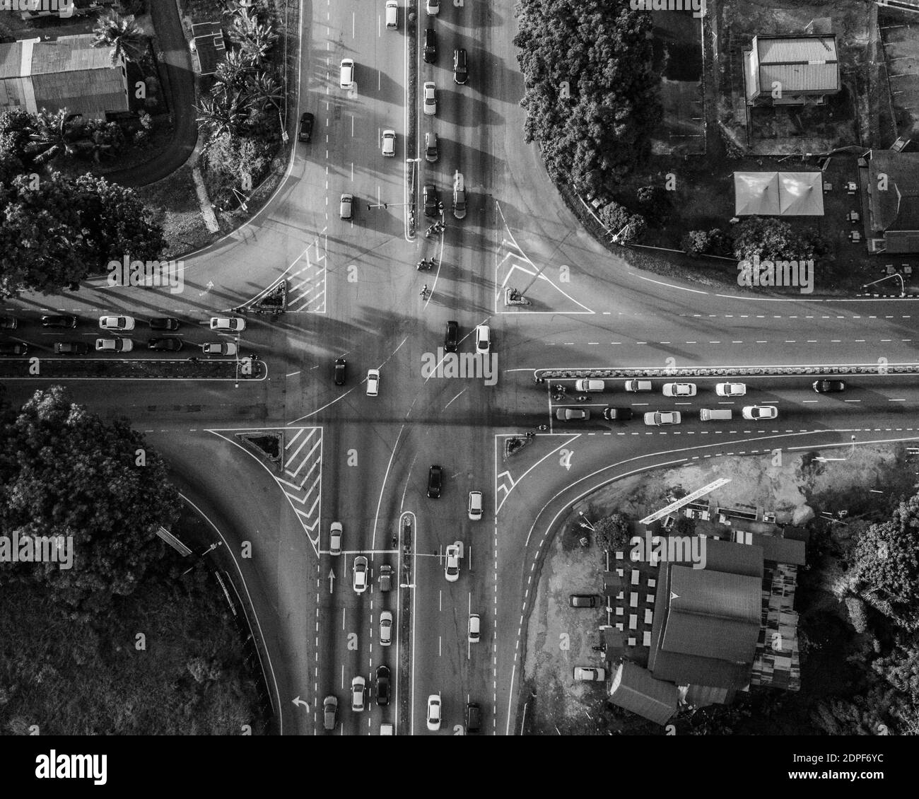 Multiple lane highway aerial Black and White Stock Photos & Images - Alamy